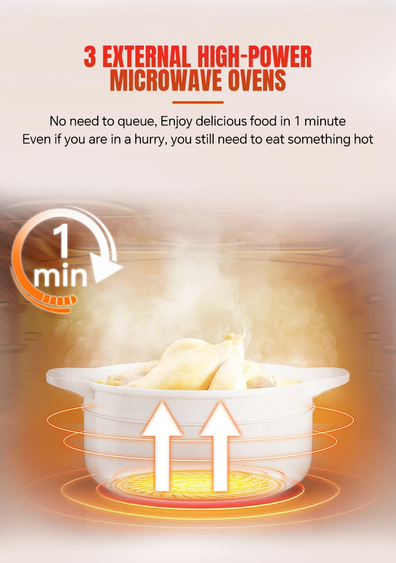 Cooking Heated Hot Food Pizza Hamburger Sandwich Vending Machine