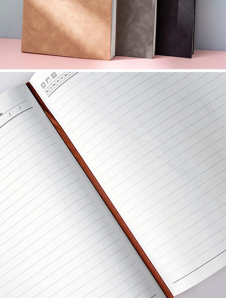 200sheets Thick Soft PU Leather A4 Notebook - Customizable