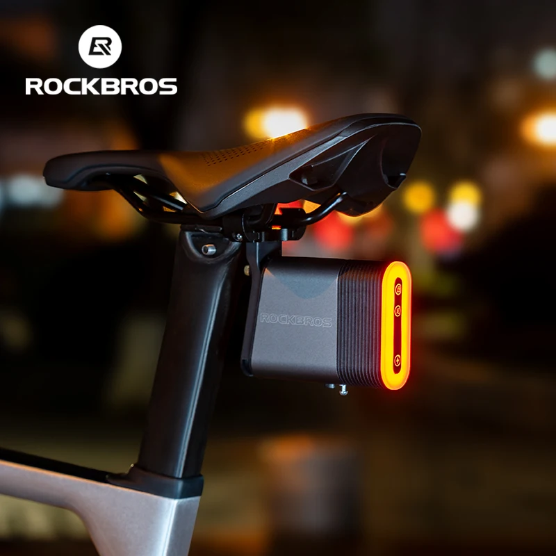 ROCKBROS Smart Bicycle Taillight Lock Lights Integrated Bike Cable Lock ...