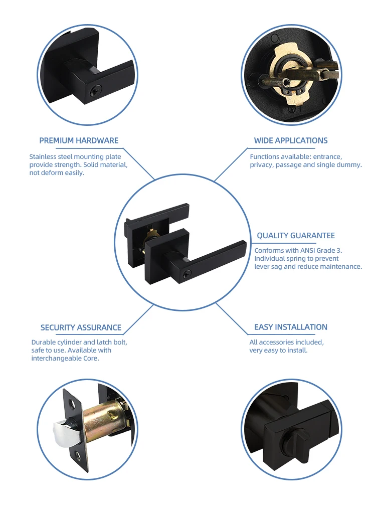 Durable Tubular Leverset Handle Door Lock - Keyless Security