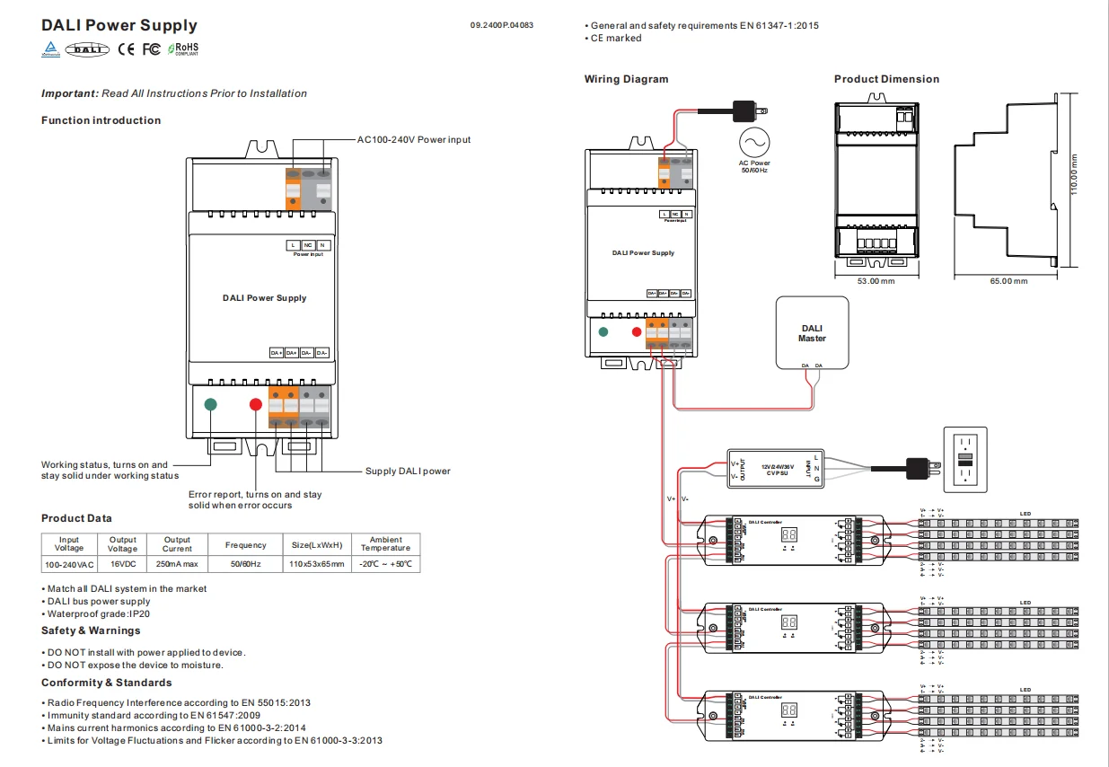 DALI BUS Power Supply 250mA Output DIN RAIL Installation| Alibaba.com