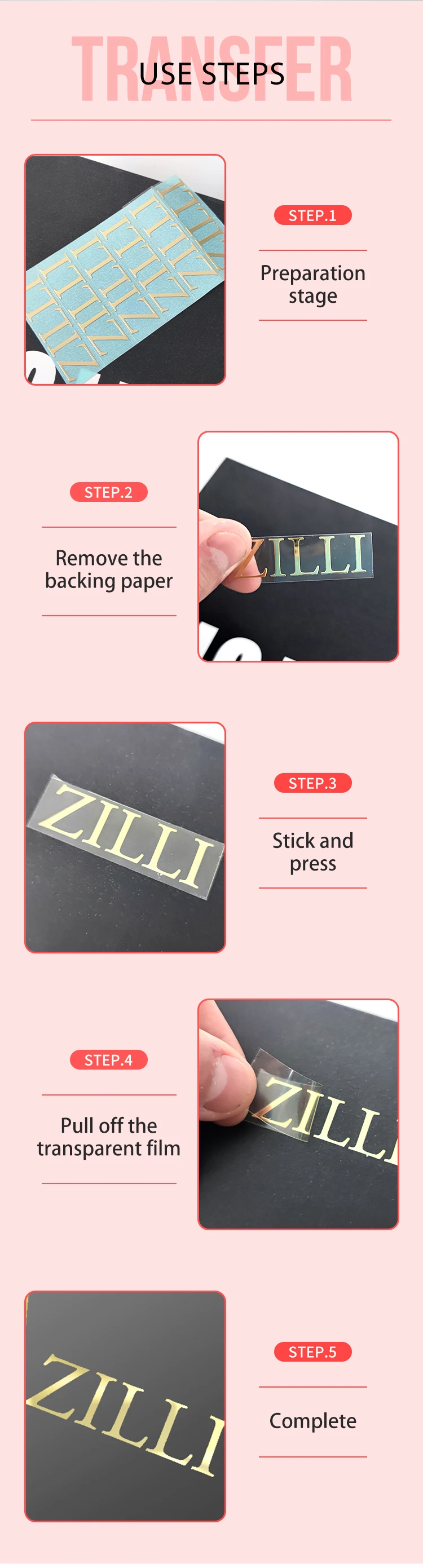Nickel 3D Transfer Custom Embossed Label UV Gold Stickers