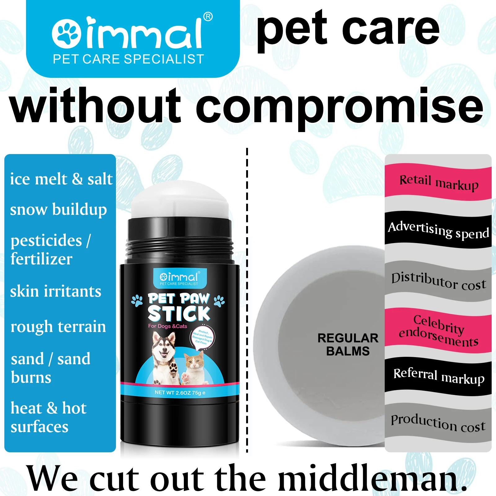 OIMMAL Pet Claw Balm Stick - Healing Paw Protection