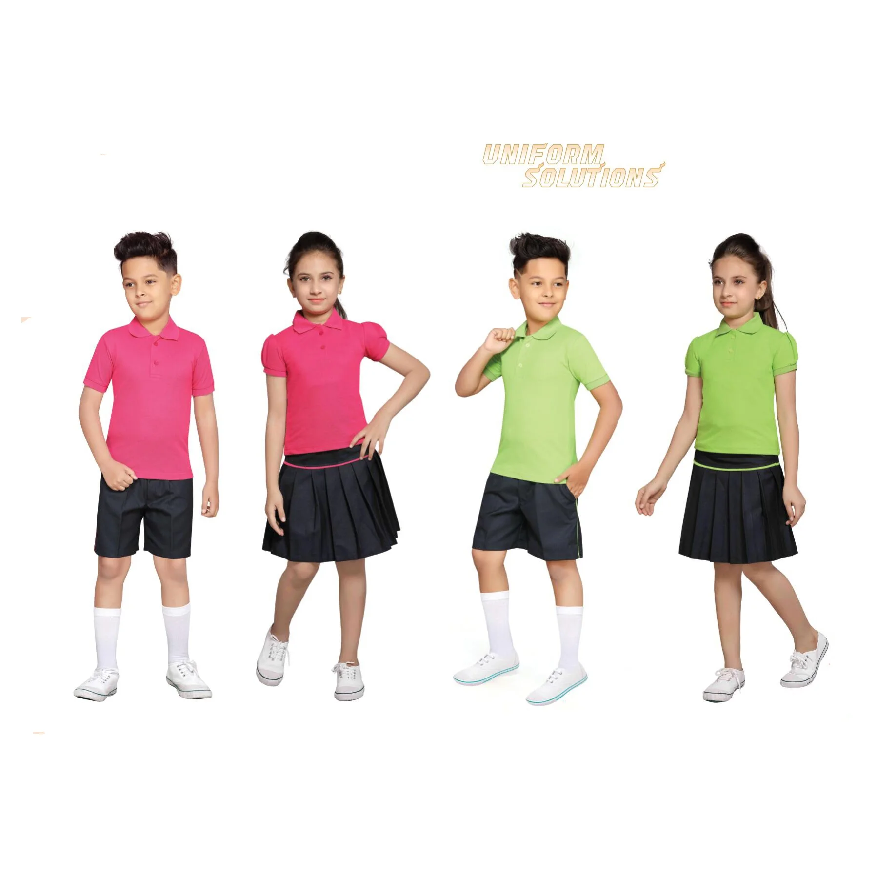 Children Student Clothing School Uniforms Plain T Shirt Red Checks ...