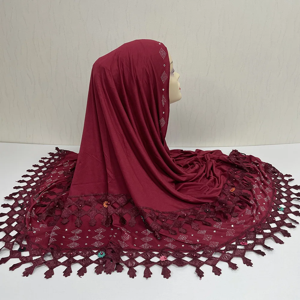 Custom Malaysian Kashkha 100% Cotton Hijab With Rhine Stone Embroidery ...