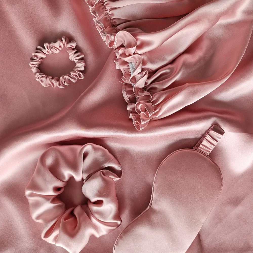 High Quality Luxury Scrunchies Set With Hair Care Mulberry Silk Set 3 ...