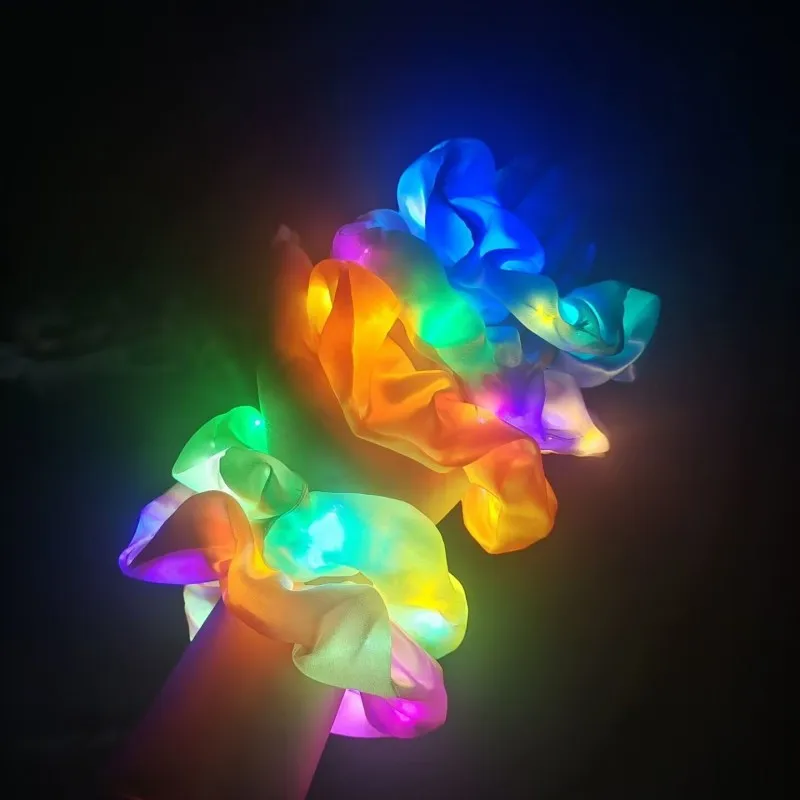Unique LED illuminate glow rainbow hair bands girls big rope hairhabd ...