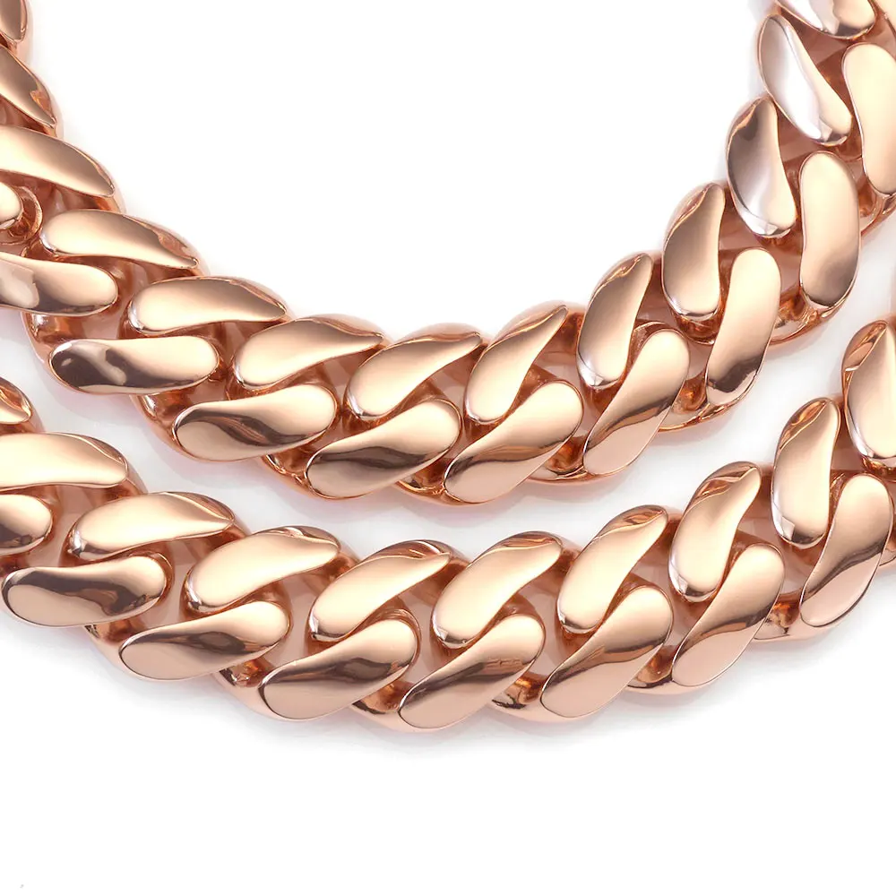 NUOYA Iced Out Diamond Clasp 14K Gold Plated Solid Thick Miami Cuban Link Bracelet Fashion Hip ...