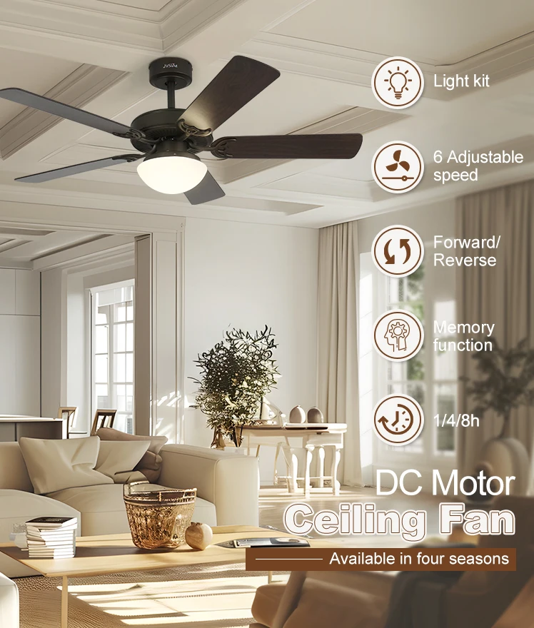 1stshine LED Ceiling Fan 5 MDF 52 Inches Classic Design Ceiling Fan ...