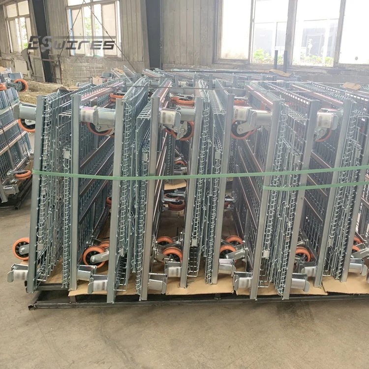 Zinc Stacking Collapsible Wire Mesh Pallet Container With Wheels - Buy ...