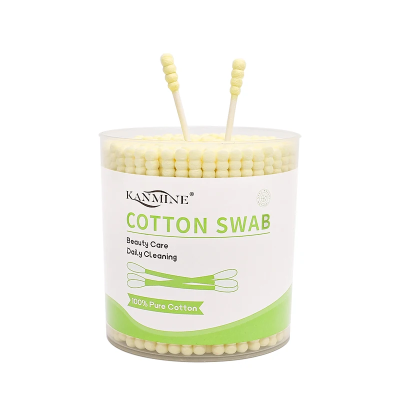 200 Pieces Double Screw Yellow Head Paper Stick Cotton Bud With Round ...