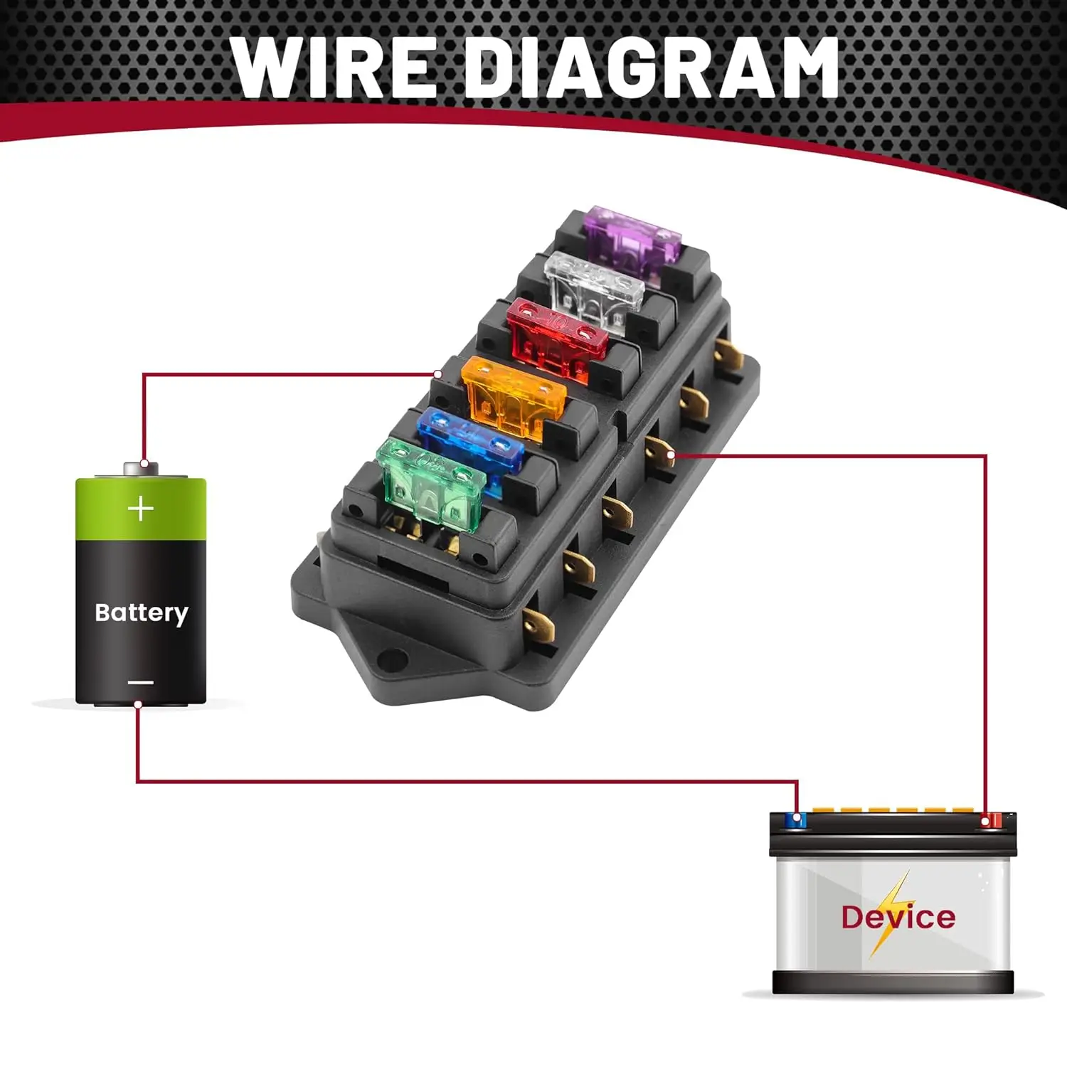 6 Way Fuse Block Blade Fuse Box with Standard Circuit Fuses for Boat ...