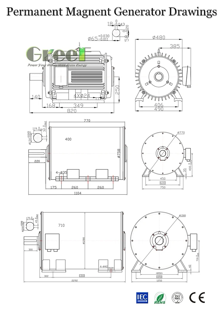 25kw 30rpm Permanent Magnet Synchronous Generator - AC 3 Phase Ndfeb PMG