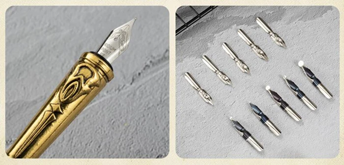 Beautiful Peacock Feather Dip Pen Ink Set Sealing Wax Set With Gift Box ...