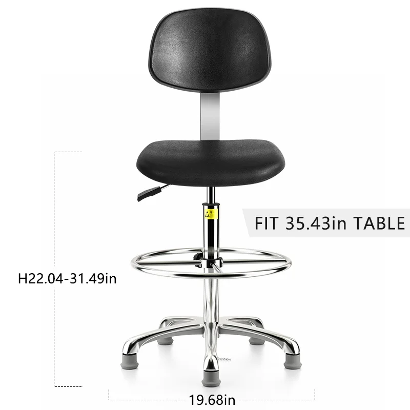 ESD Anti-Static Lab Chair with PU Foam Backrest Aluminum Workshop Chair ...