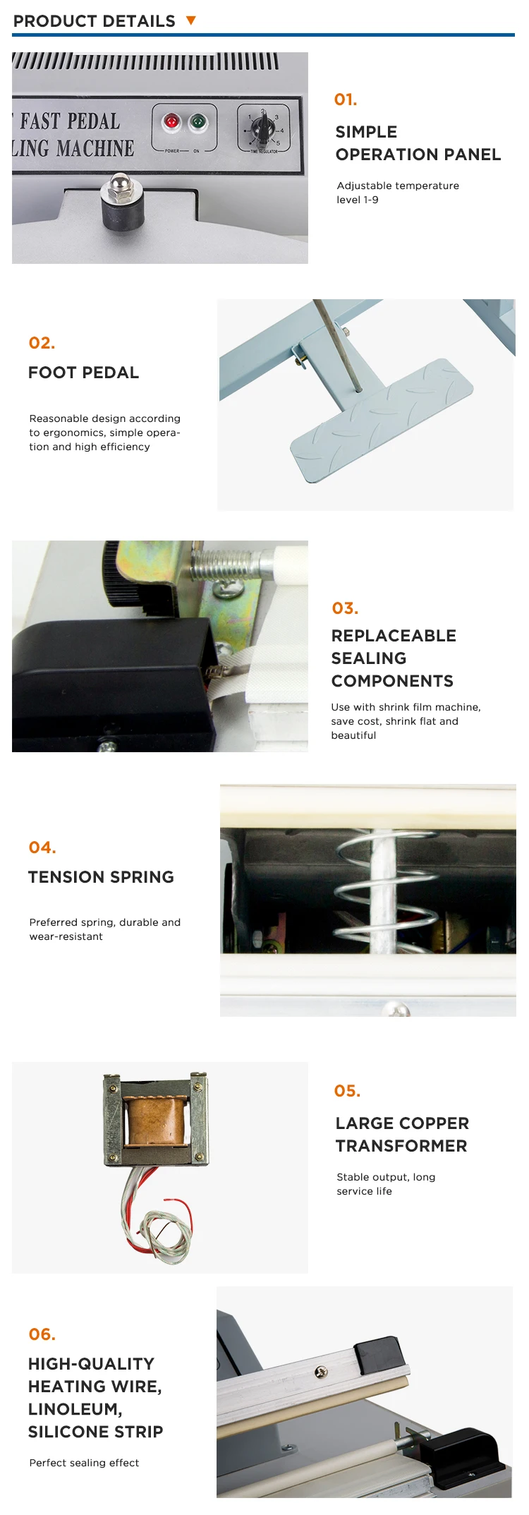 Sf-900 Foot Impulse Food Container Plastic Bag Portable Vertical Sealer ...