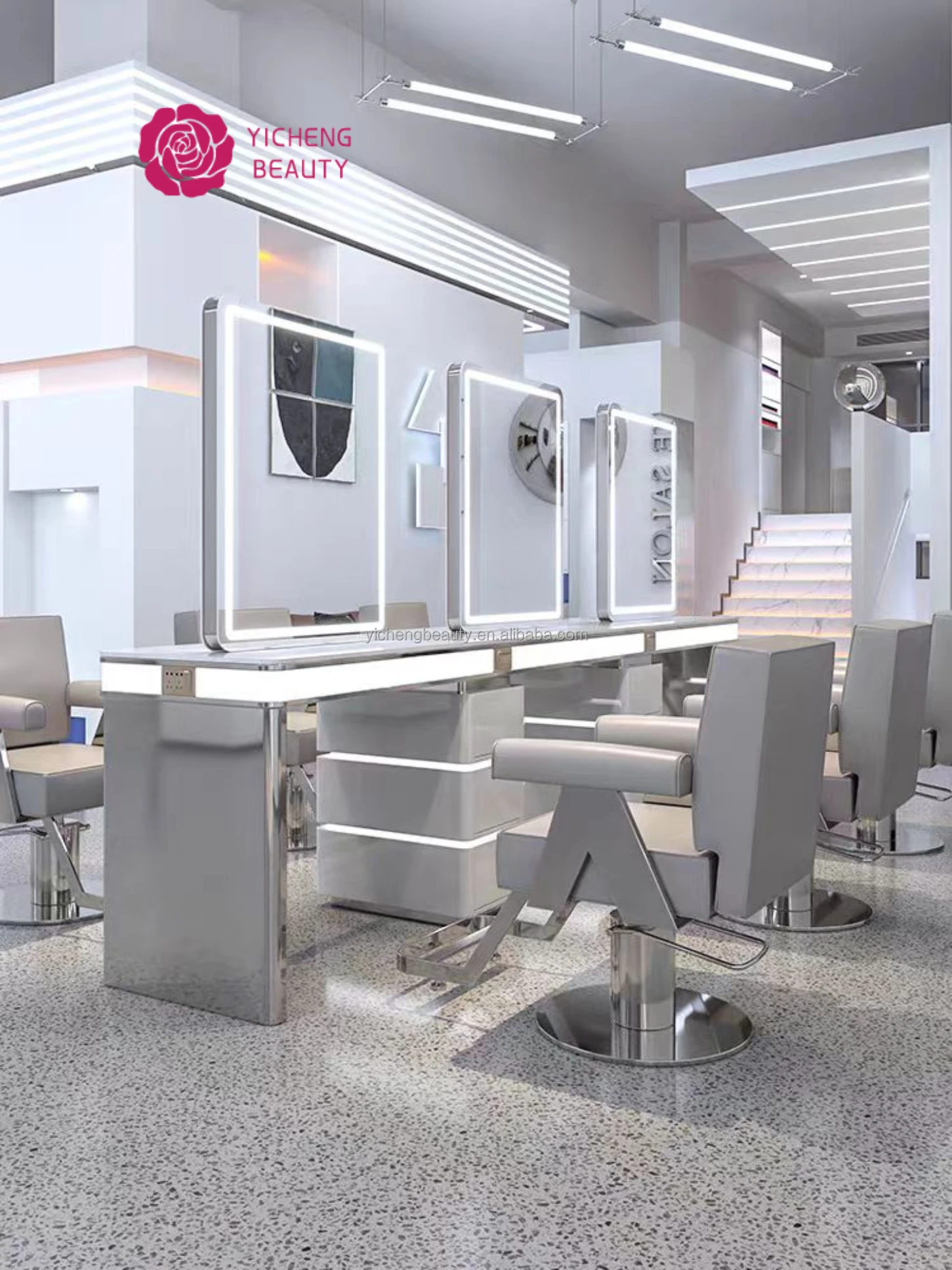 Yicheng Beauty Modern Salon Furniture Mirror with LED Light Beauty ...
