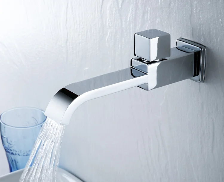 Household In Wall Single Hole Cold Water Faucets Brass Wall Mounted ...