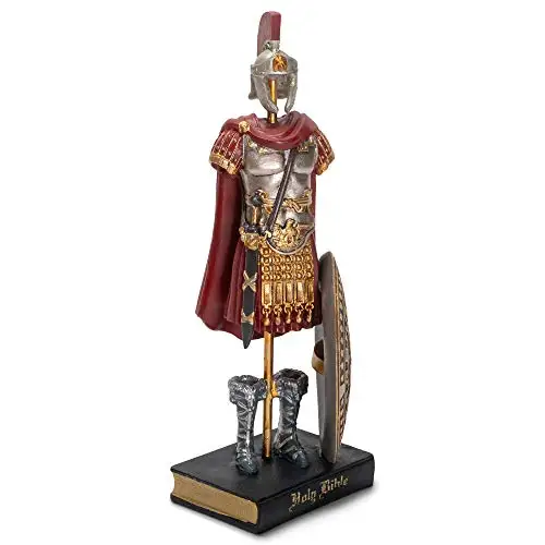 Armor of God Roman Soldier Statue Red Resinstone Tabletop Figurine ...