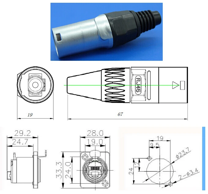 Rj45 Waterproof Connector Sockets Rj45 Female Connectors Ip65 Panel ...