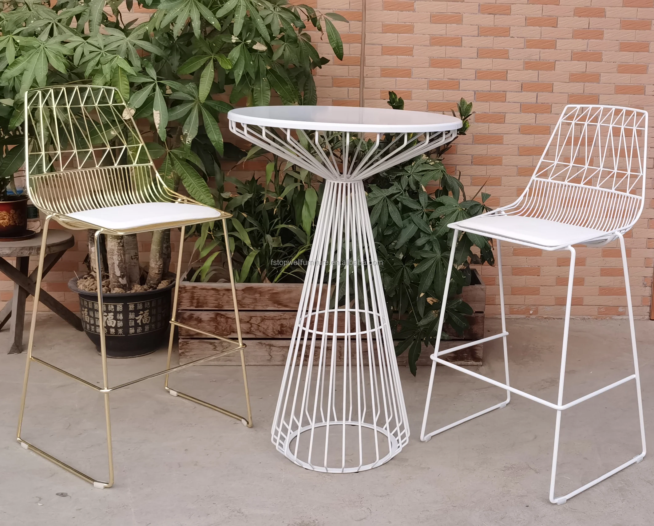 High Top Bar Tables Cocktail Table Steel Wire Tall Restaurant Cafe High ...