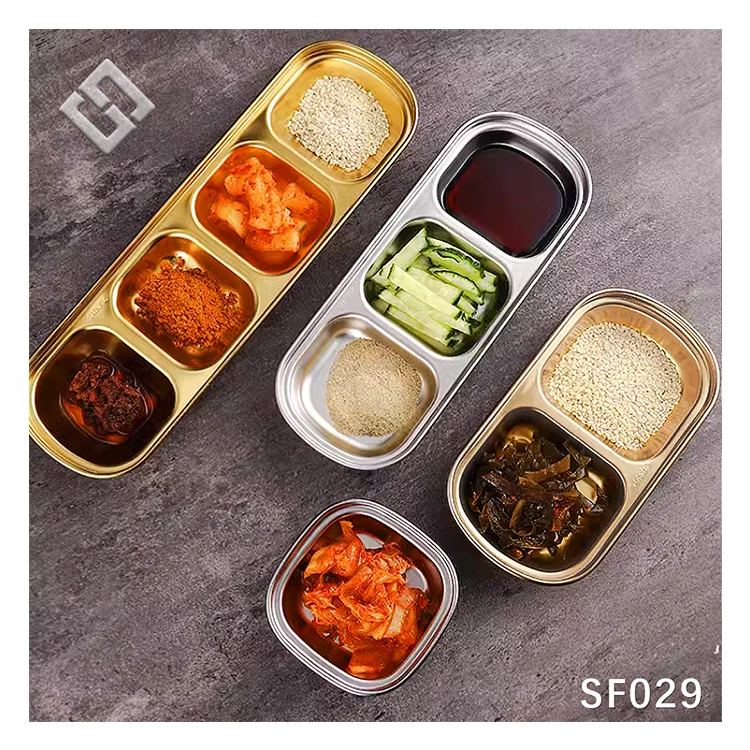 Roast Meat Sauce Dishes Appetizer Serving Titanium Gold Tray Dipping ...