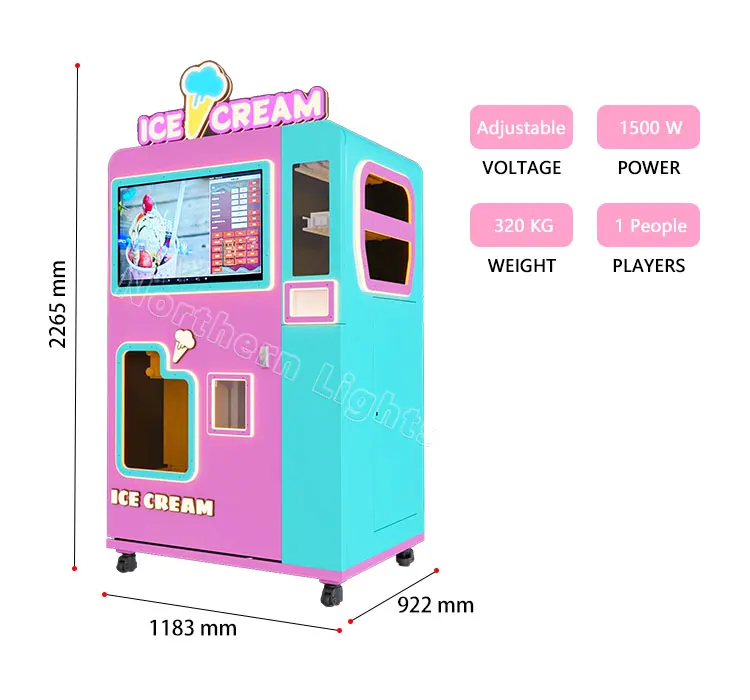 Customized Fully Automatic Soft Ice Cream Vending Machine Unmanned ...