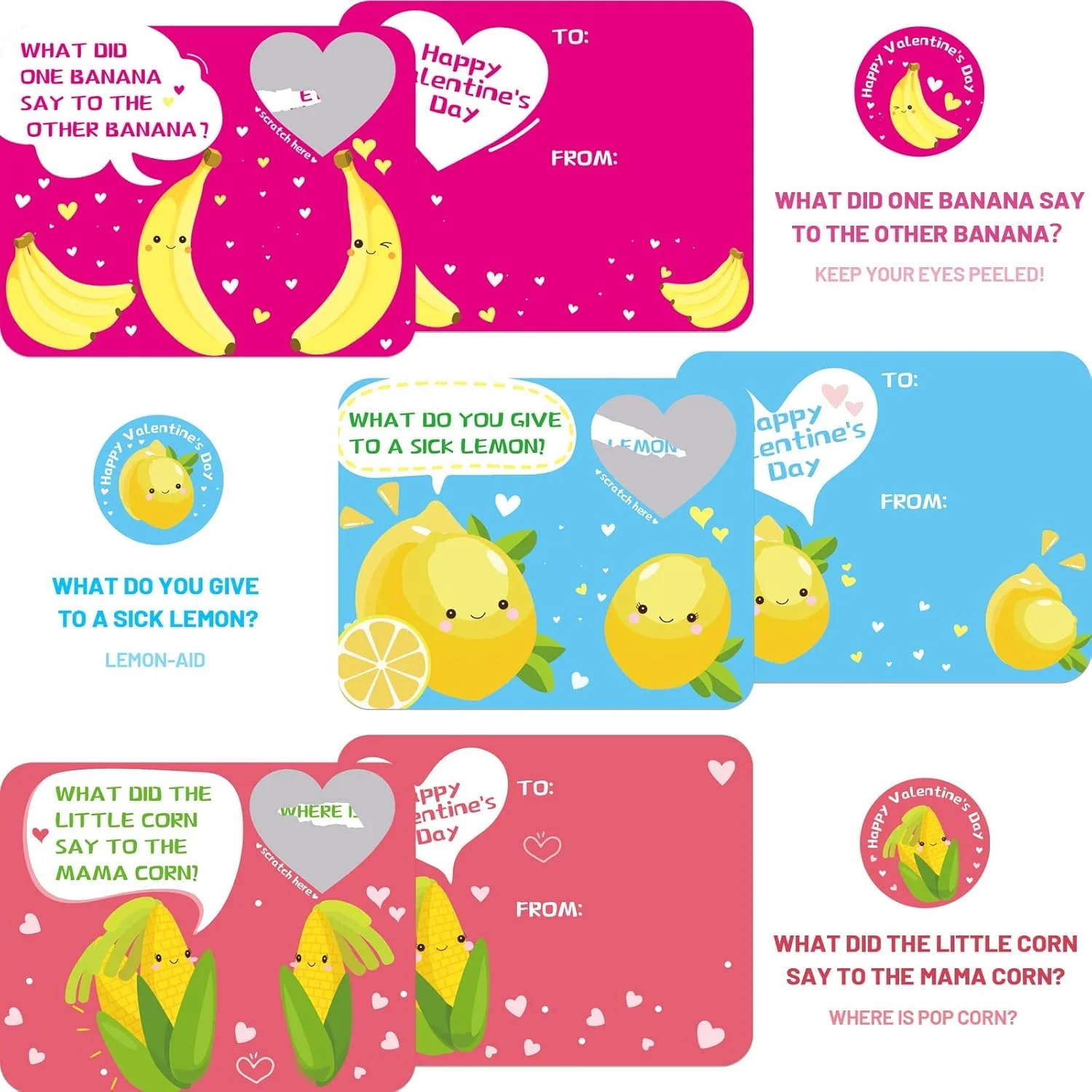 Valentines Day Cards Scratch Off Jokes for Kids Funny Notes with ...