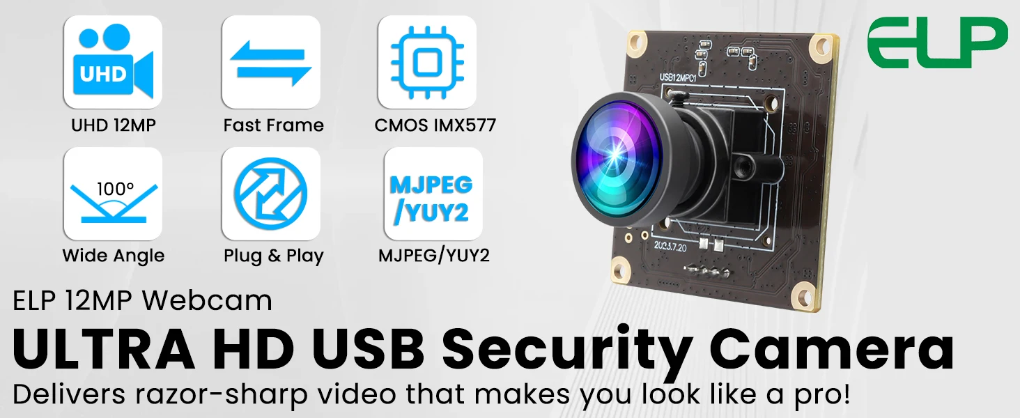 ELP 12MP USB Camera Module CMOS IMX577 High Speed 1080P 120FPS 4K 30FPS ...