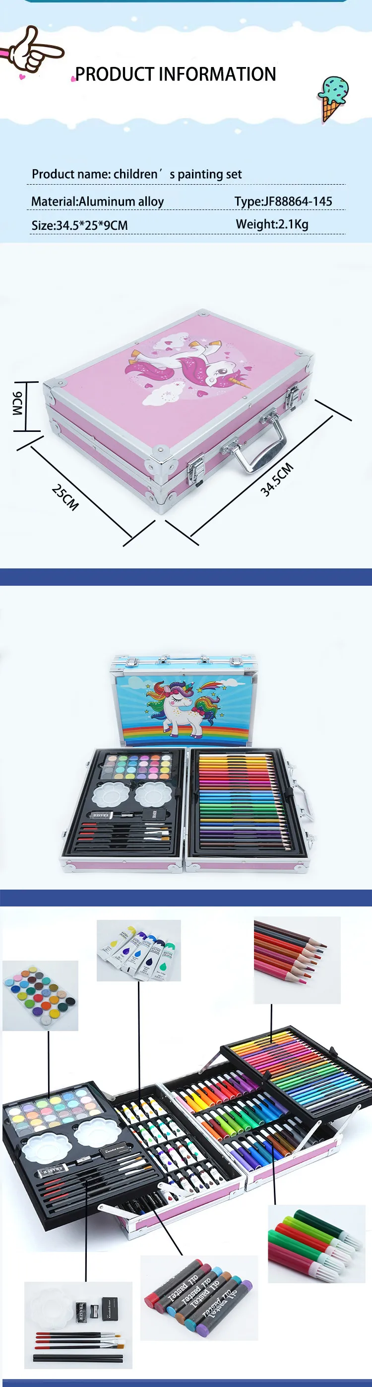 Deluxe Art Kit - 145 Pieces Portable Painting Set for Kids