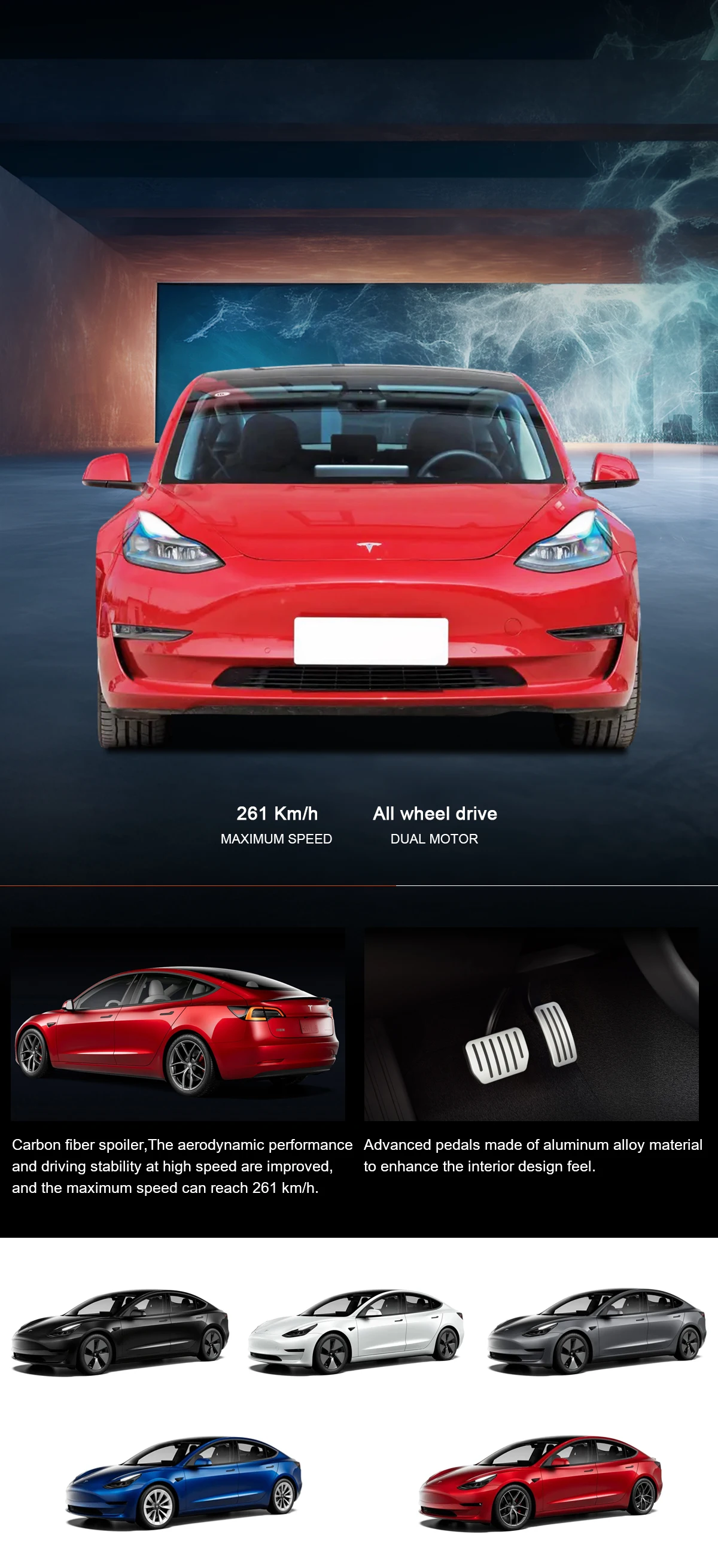 Tesla Model 3 Performance Version 5 Seats Fwd Awd Pure Electric Car ...