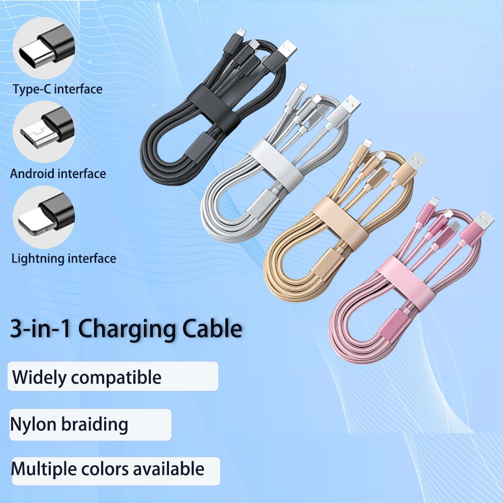 Triple Head 3-in-1 Multi-Function Fast Charging Cable