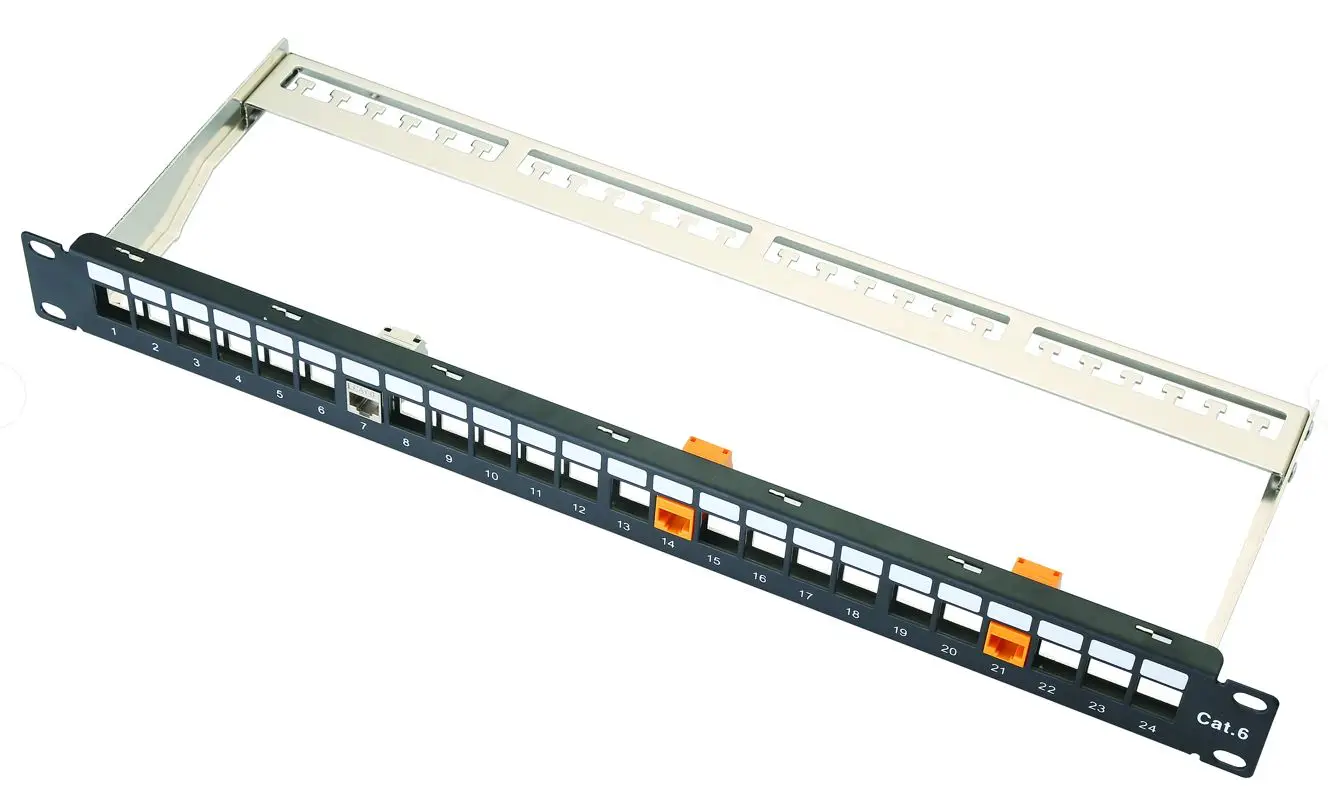 24 Port Patch Panel Rack Mount 19" 1u Standard Empty Patch Panel Cat6 ...
