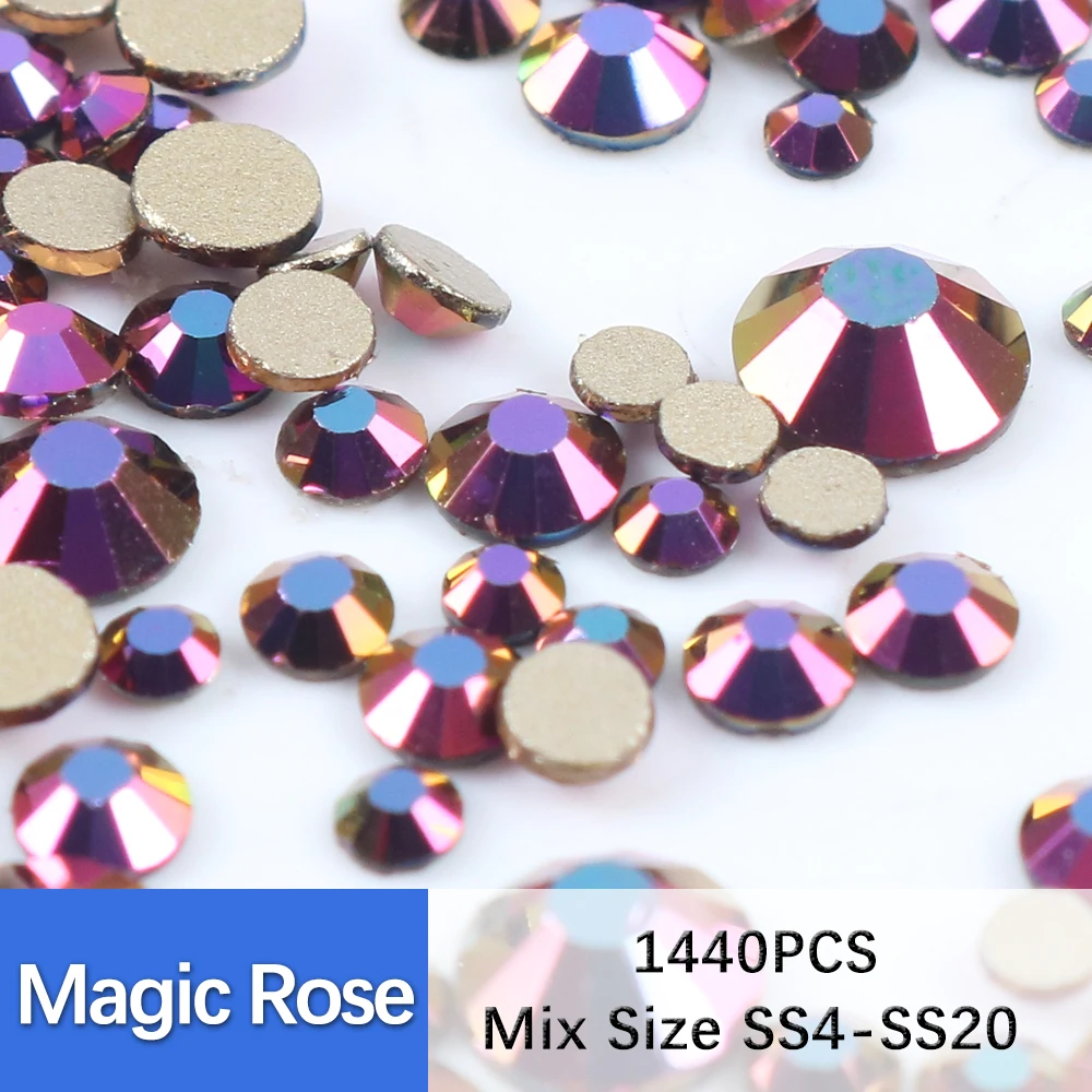 Ss4-ss20 Mix Size Clear Crystal Non Hotfix Gold Flatback Rhinestones ...