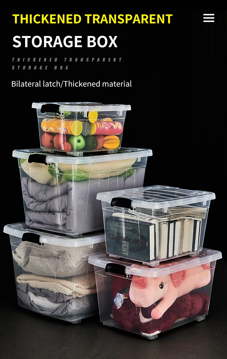 Multifunction Transparent Plastic Storage Bins with Lid & Wheels for ...