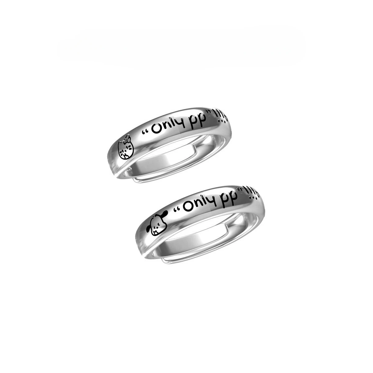 Cute Graffiti Letters Bestie Couple Rings For Women Girls Cartoon ...