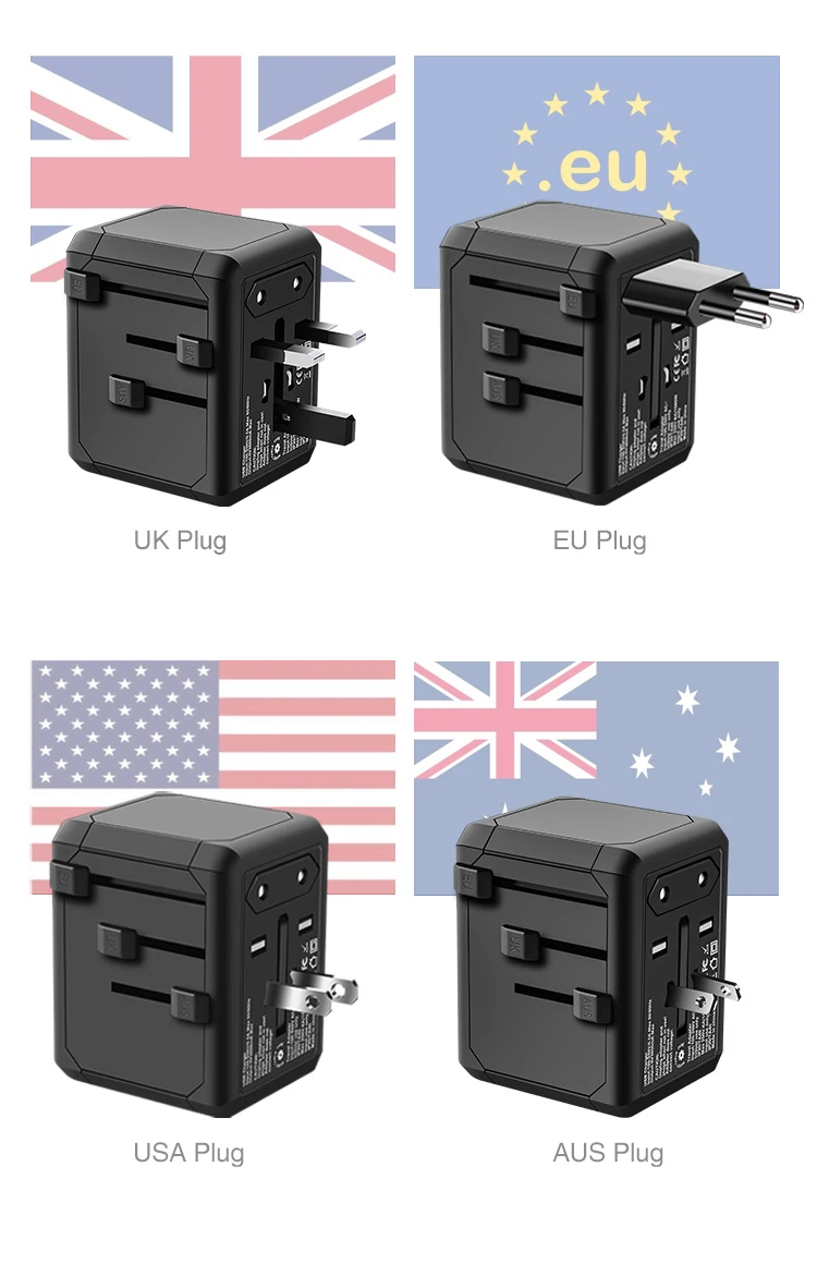 Universal Travel Plug Adapter with USB C 33W Chargers