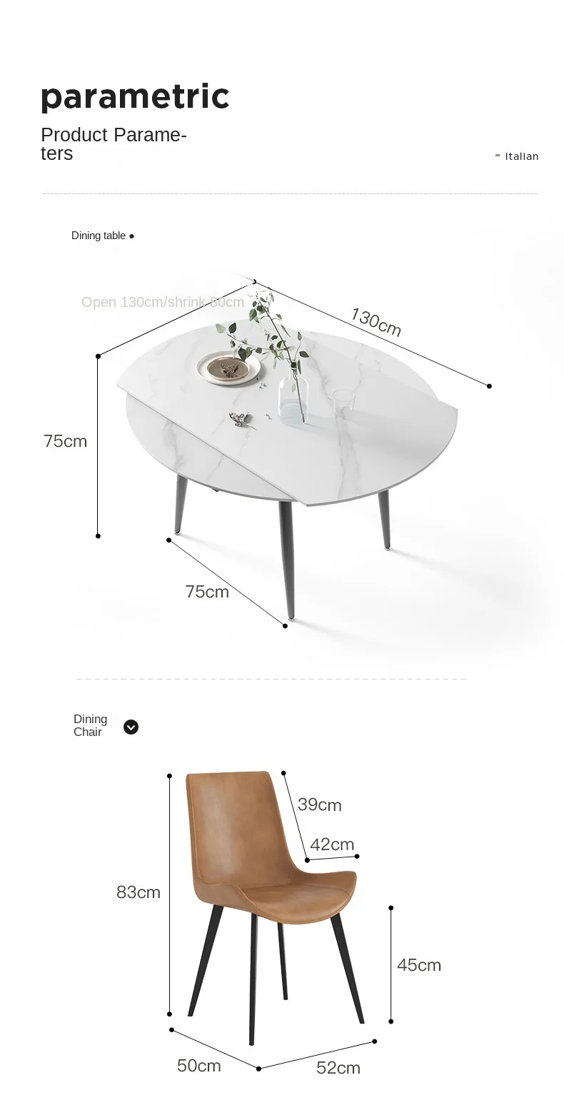 Retractable Rock Slab Round Dining Table Modern Design Home Folding ...