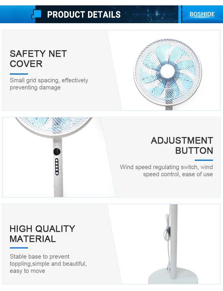 High Rpm 3 Speeds Ultrastrong Wind Rechargeable Stand Fan 12v Solar ...