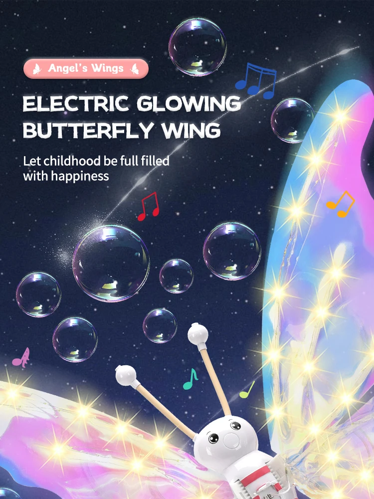 Light up Fairy Wings Electric Butterfly Princess Wings Bubble Toy ...