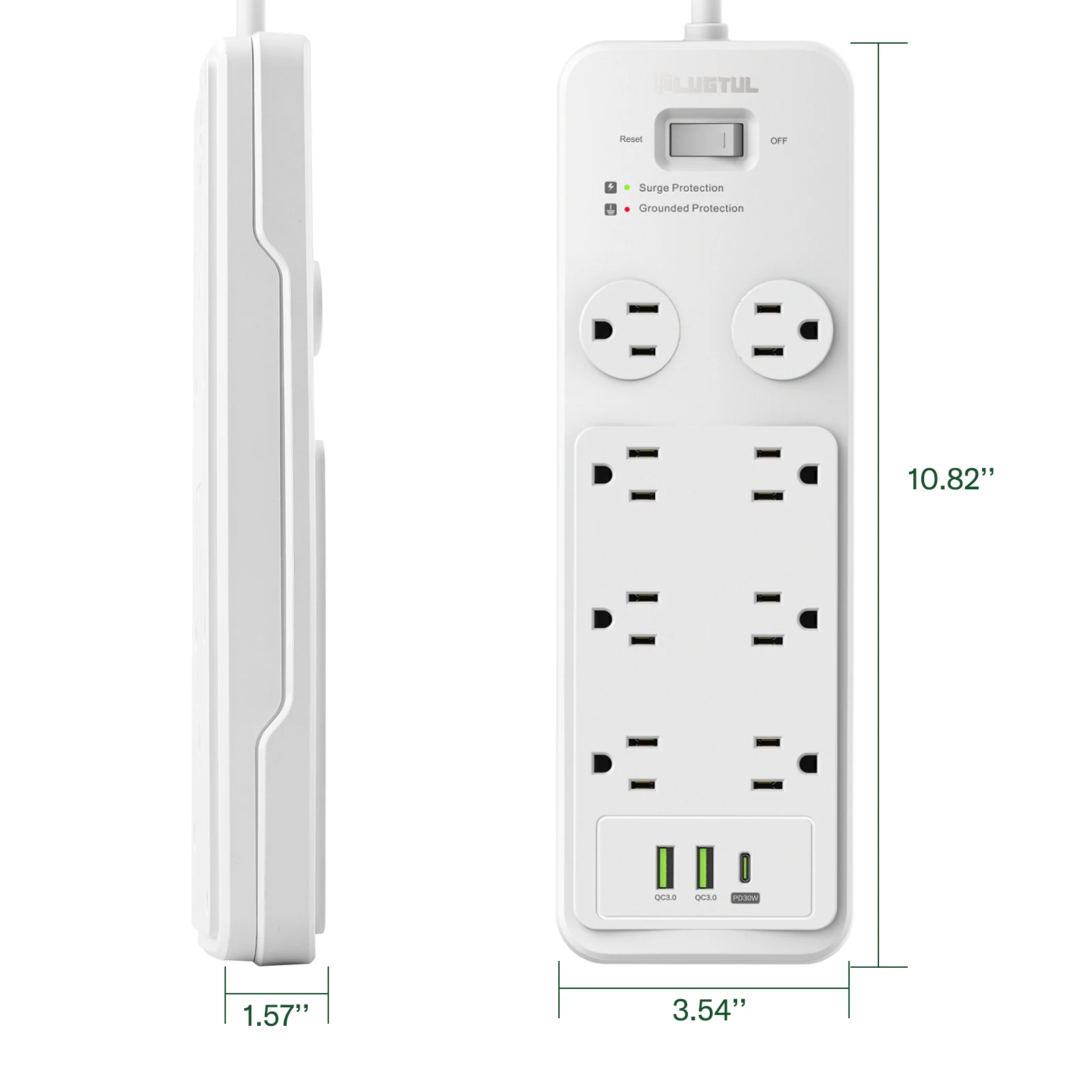Us Multi Plug Desktop Surge Protector 8 Outlets Power Strip Desk Mount ...