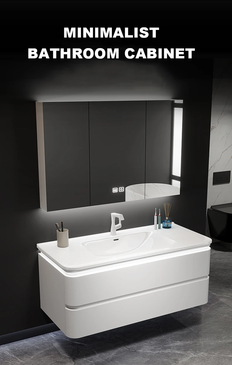 White Lacquer Modern Bathroom Vanity Equipment Drawer Storage Luxury ...