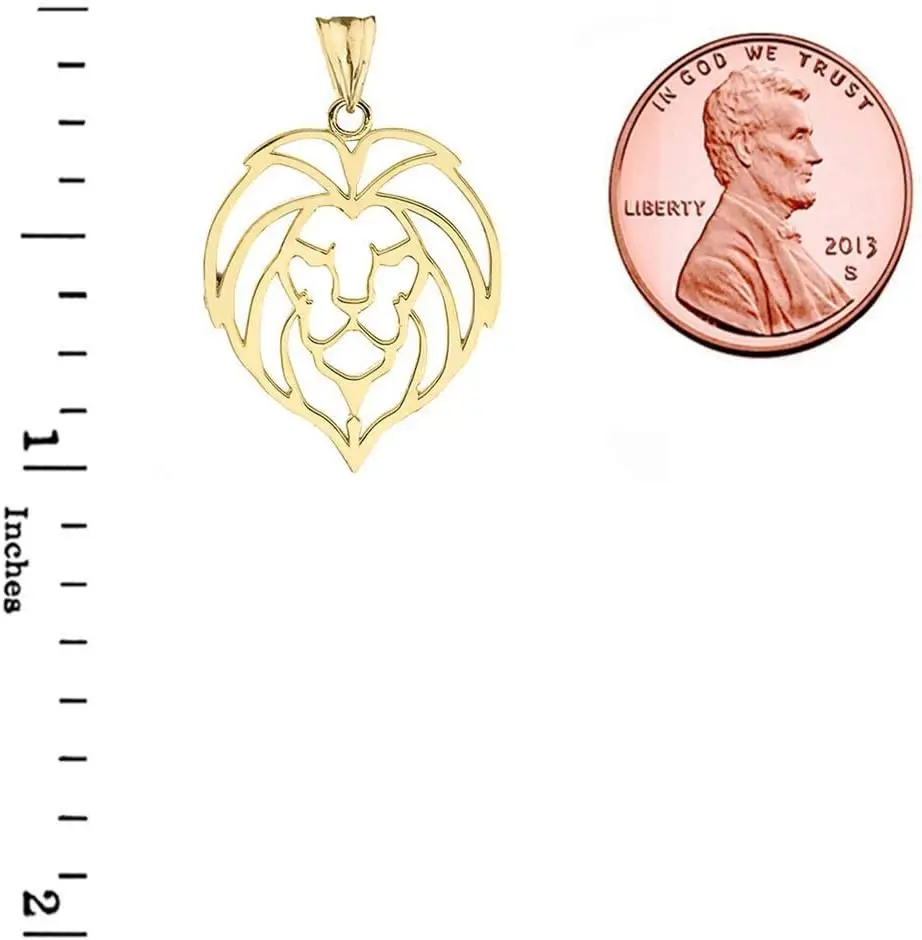 Fine 18k Yellow Gold Lion Head Outline Charm Pendant - Buy Womens ...