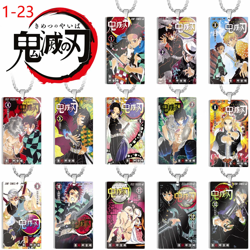 28 Style Kimetsu No Yaiba Tanjiro Necklace Anime Hanafuda Dangle ...
