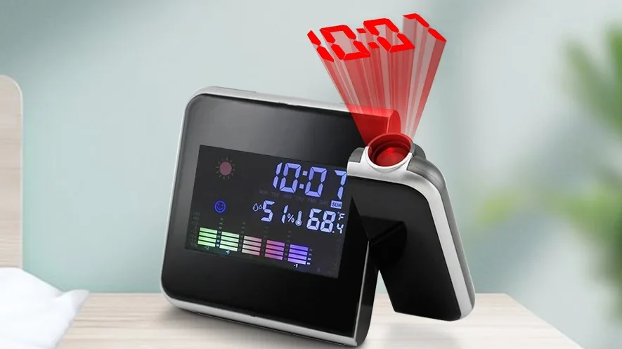 Rotating Led Digital Projector Projection Alarm Clock With Calendar ...