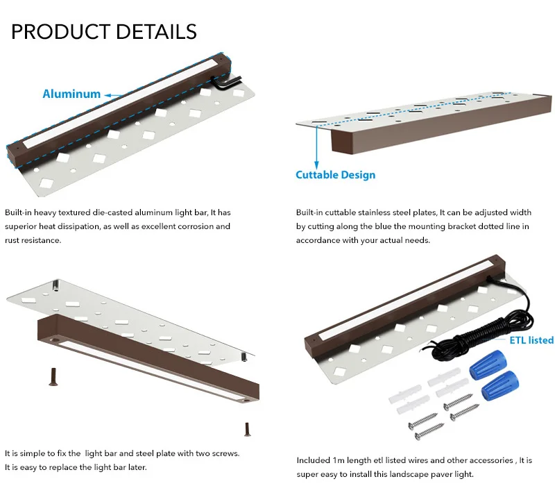 12 Inch Hardscape Lighting Low Voltage 12v Ac/dc 450lm Ip65 Hardscape ...