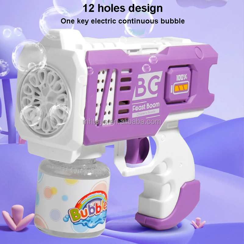 12 Holes Electric Bubble Machine Gun Toy for Kids