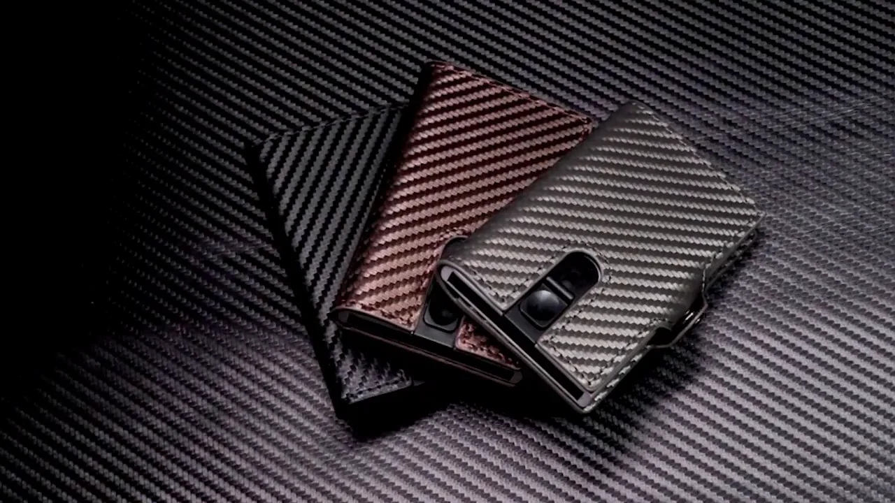 Slim Minimalist Carbon Fiber Leather Credit Card Ejector Wallet Rfid ...