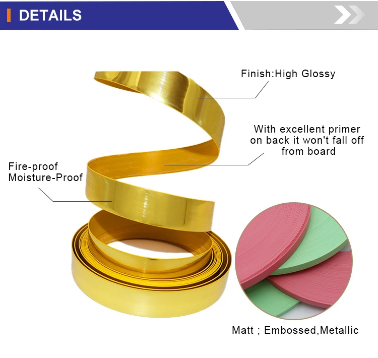 MH Customised PVC Gold Edge Banding, Particle Board Edge protection for ...