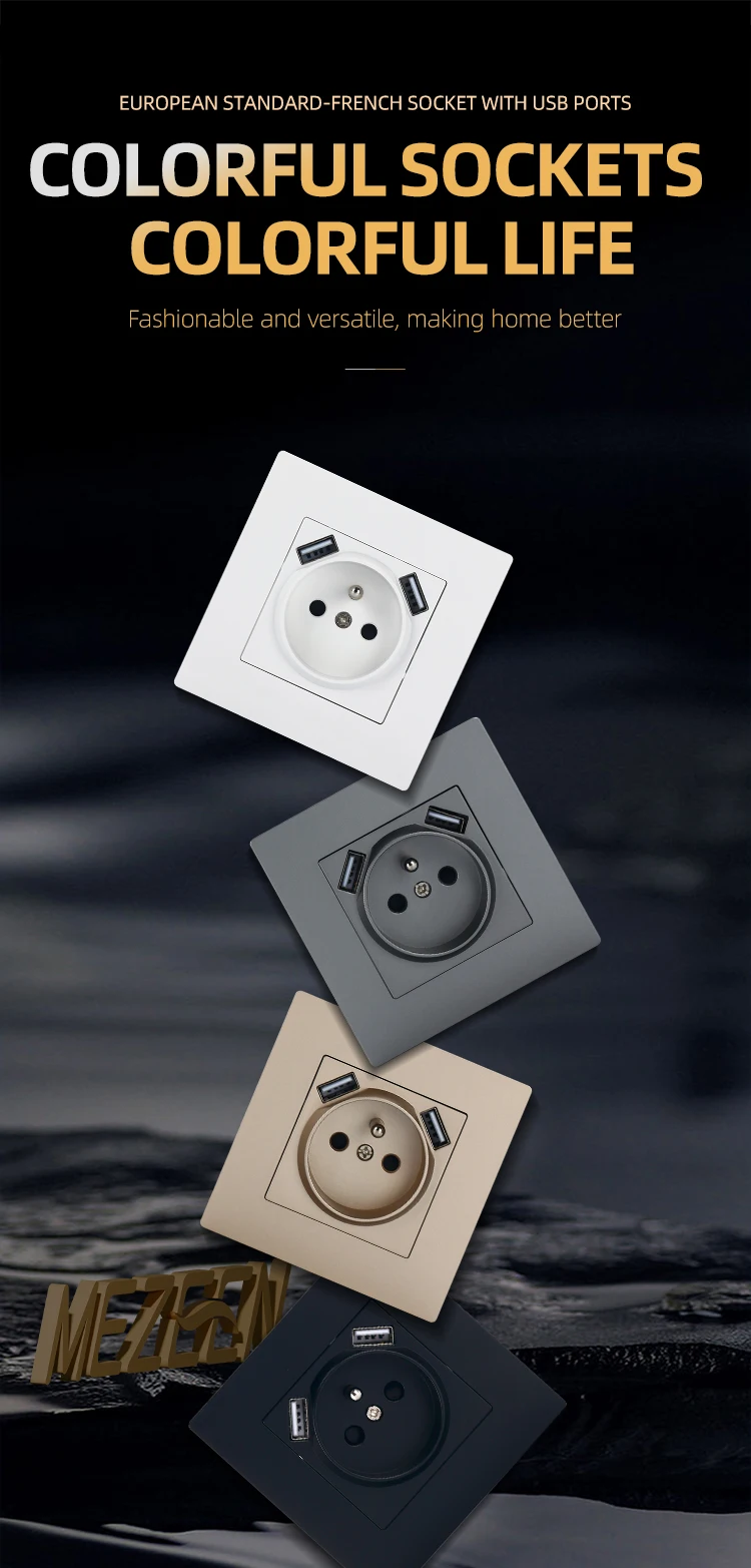 European Standard French Electric Socket Power Wall Socket With Dual ...